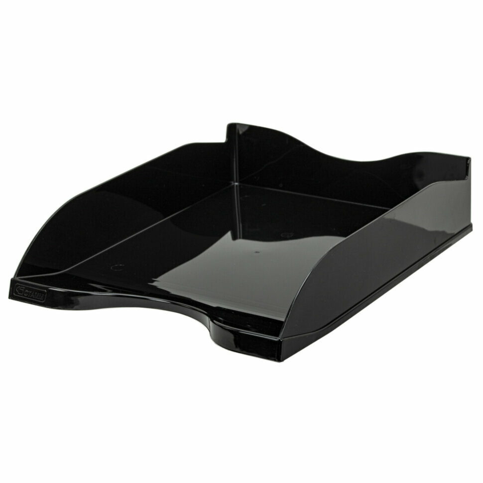 Лоток горизонтальный для бумаг "Люкс", А4 (350х255х65 мм), полипропилен, черный, ЛТГ-30866, 235661