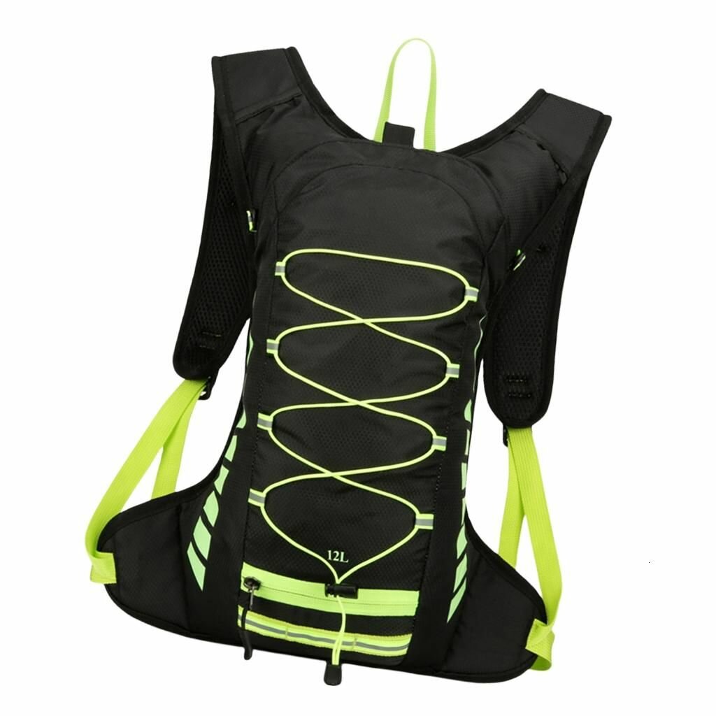 Рюкзак для бега и походов с гидратацией, водонепроницаемый, черный с зеленым