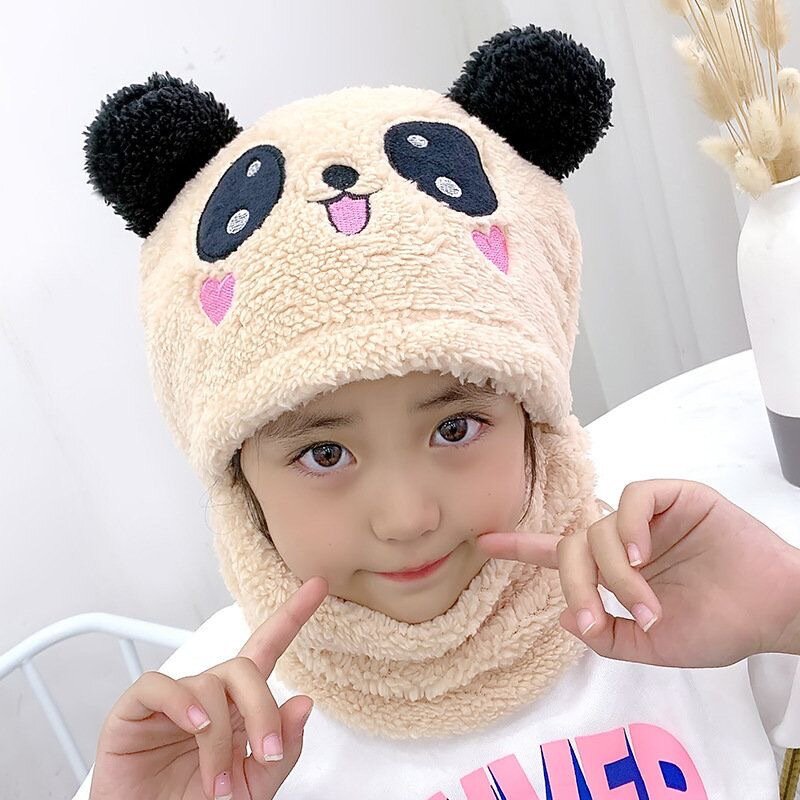Детские шапки, осень-зима 2025, теплый детский шарф с кроликом, цельная шапка с кроликом, чехол на шею для девочек, новый стиль