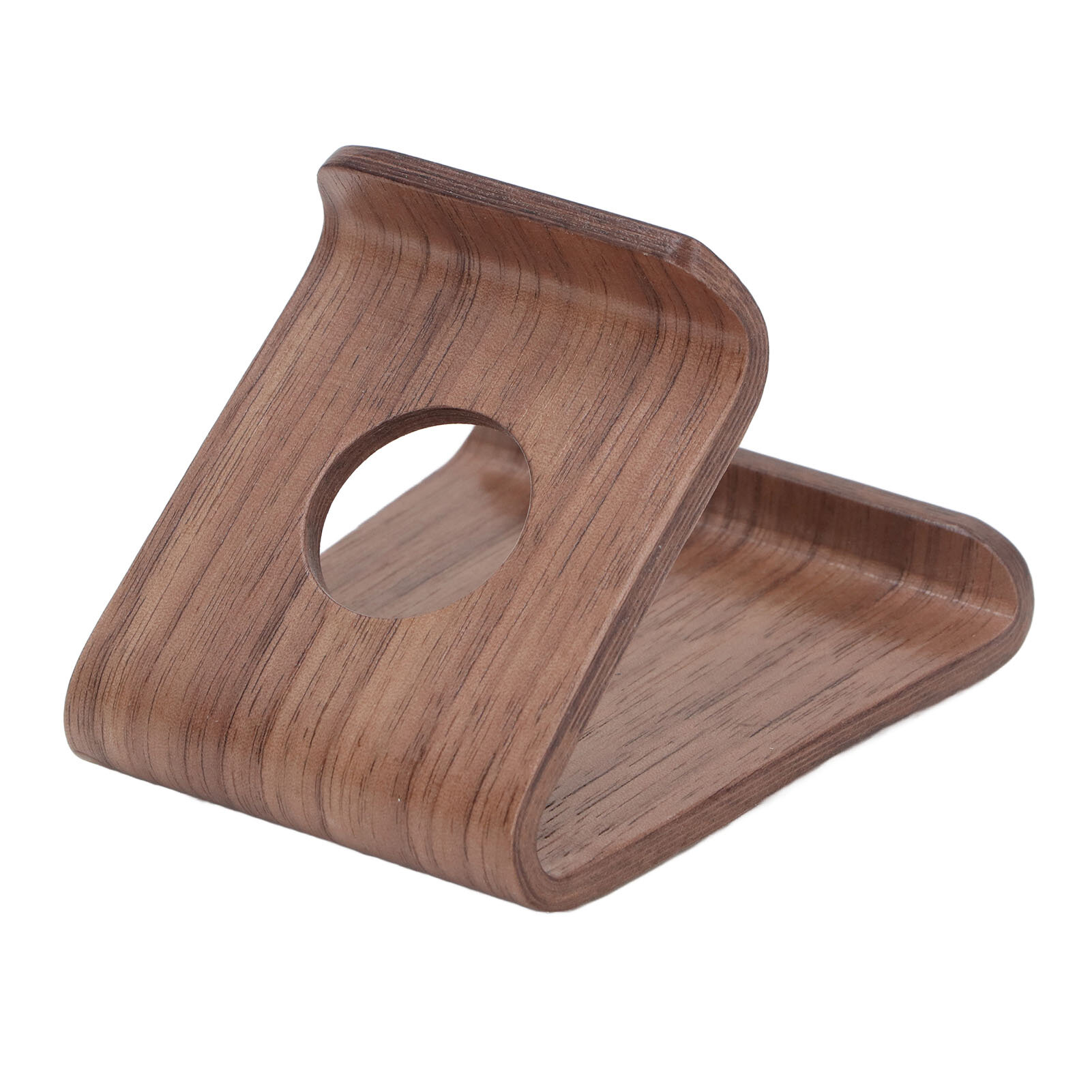 Wooden Phone Stand Waterproof Ergonomic Integrated Wood Tablet Holder with TPU Non Slip Pad Walnut Color