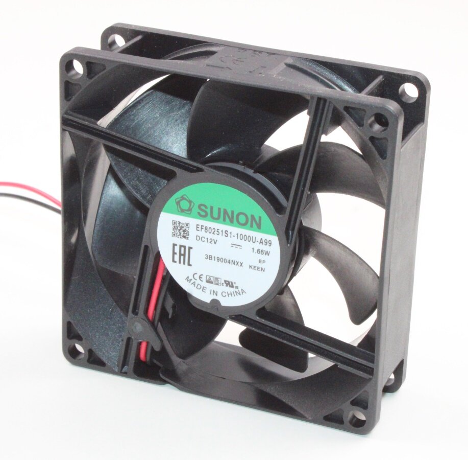 80х80х25мм, EF80251S1-1000U-A99, Вентилятор, SUNON, 12VDC, 69,29куб. м/ч, 33дБА