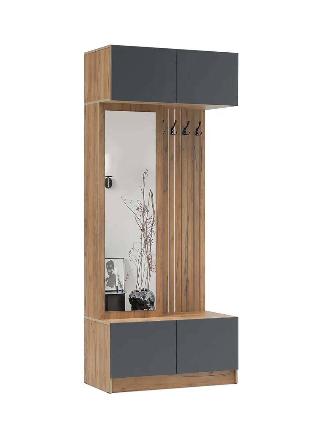 Прихожая роджинамиф (Графит, Дуб крафт)