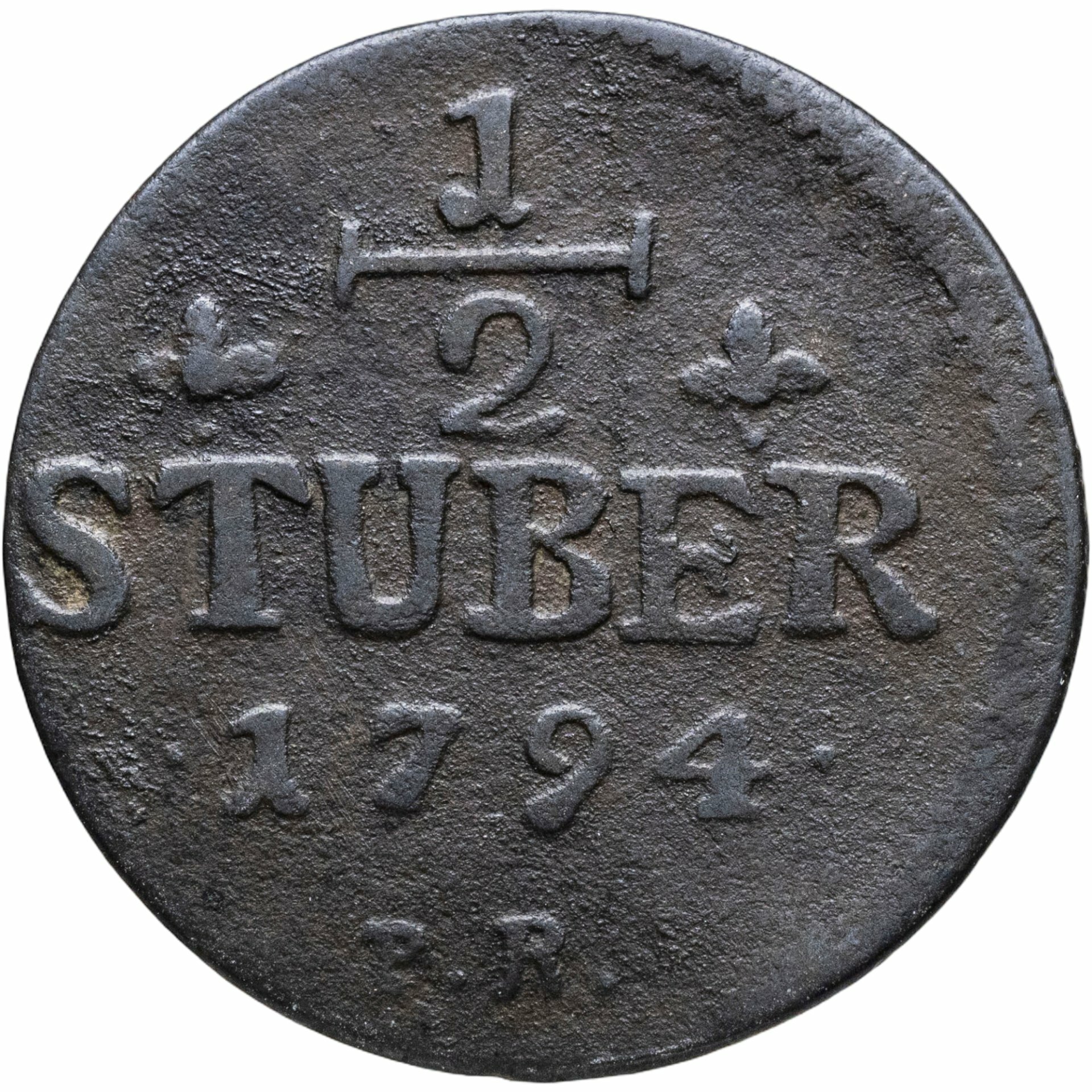 Юлих-Берг 1/2 штюбера 1794, Медь, в сохранности F-VF