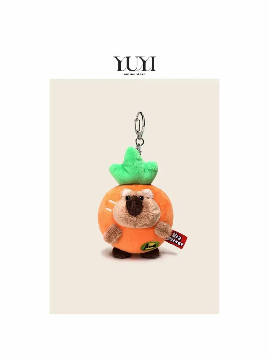 Брелок-Мармот коричневый, морковный костюм