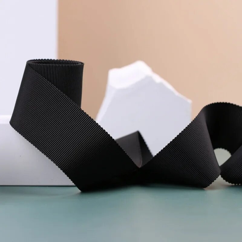 Многоцветная полиэстеровая репсовая лента 6 9 12 15 20 25 мм Черный, 006 Black, 40mm 50yards