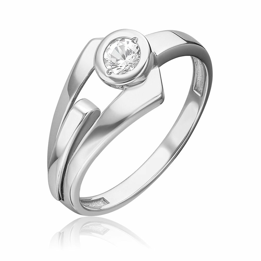 Кольцо, белое золото, 585 проба, родирование, топаз