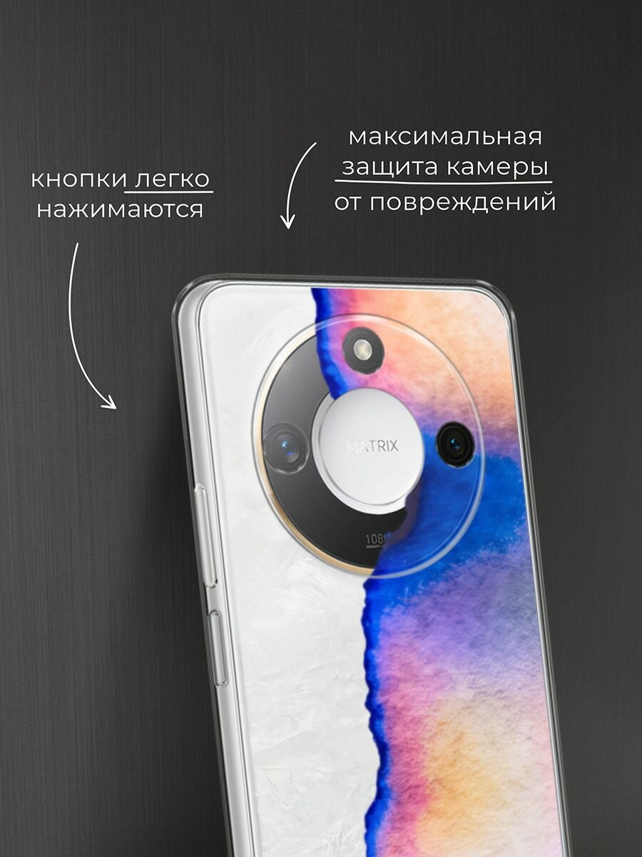 Чехол на Honor X9c Smart / Хонор X9c Смарт с принтом Синяя акварель, прозрачный — фото 1