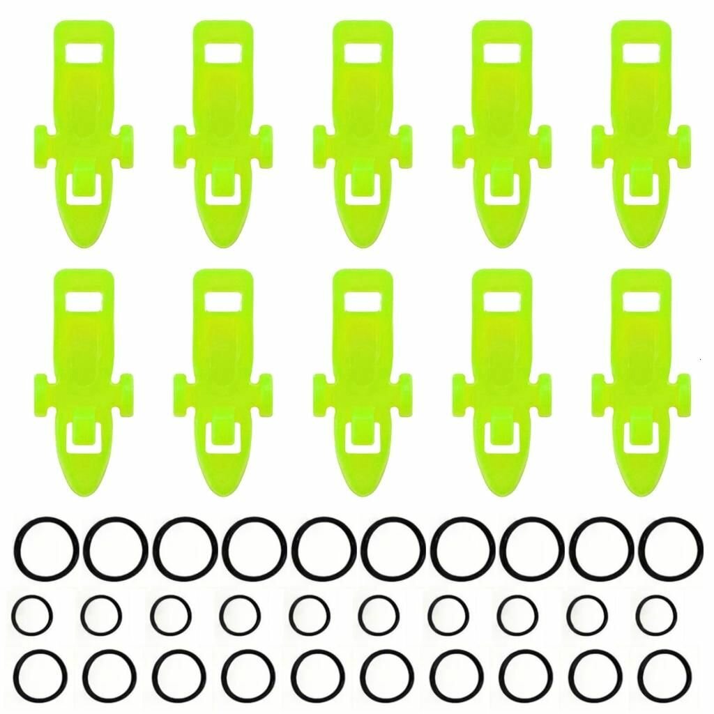 Портативный держатель крючков для удочки с резиновыми кольцами, Флуоресцентный желтый