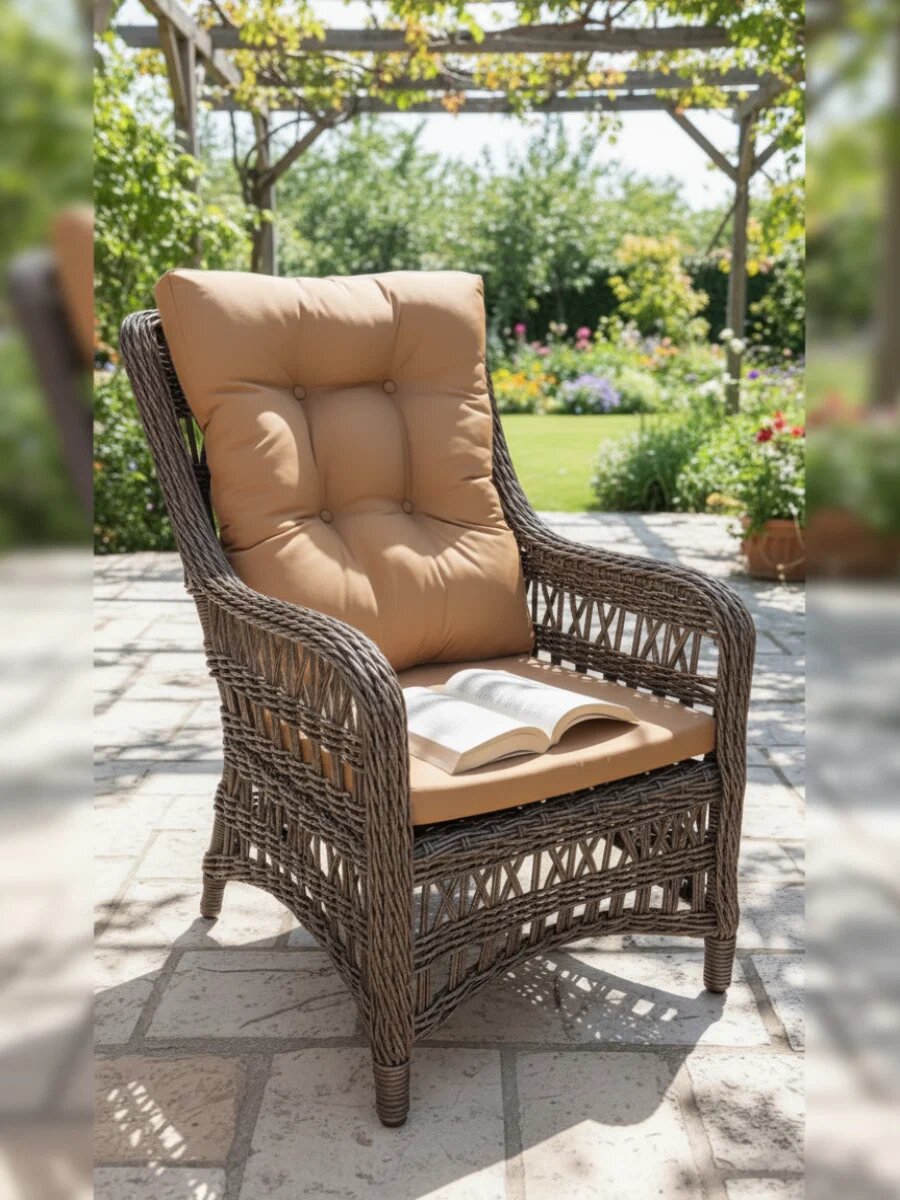 Садовое кресло Madrid коричневый, ротанг, для дачи и сада, для улицы