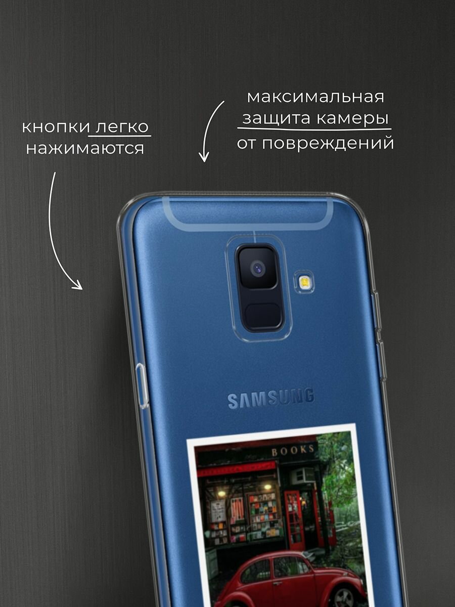 Чехол на Samsung Galaxy A6 / Самсунг Галакси А6 с принтом Осенний палароид красный — фото 1