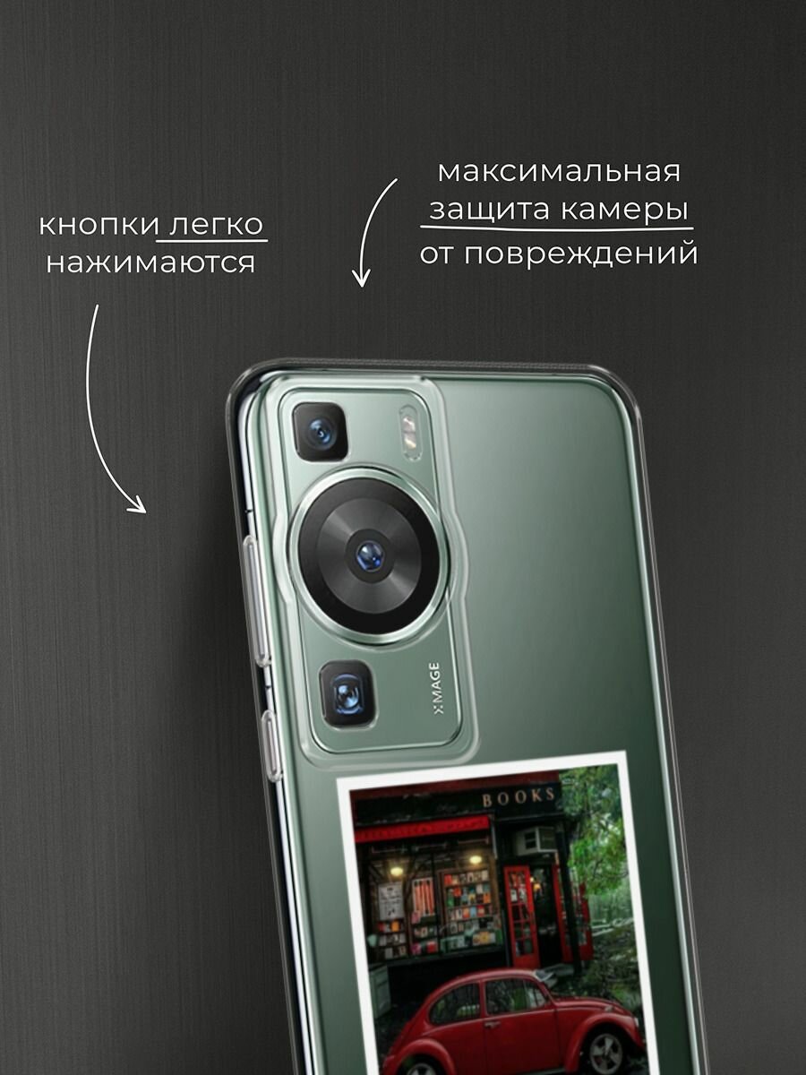 Чехол на Huawei P60/P60 Pro / Хуавей P60/P60 Про с принтом Осенний палароид красный — фото 1