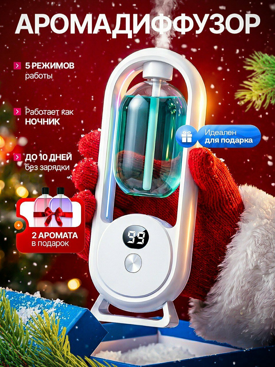 Ультразвуковой диффузор на 50 миллилитров 5 ватт с максимальной площадью 60 квадратных метров