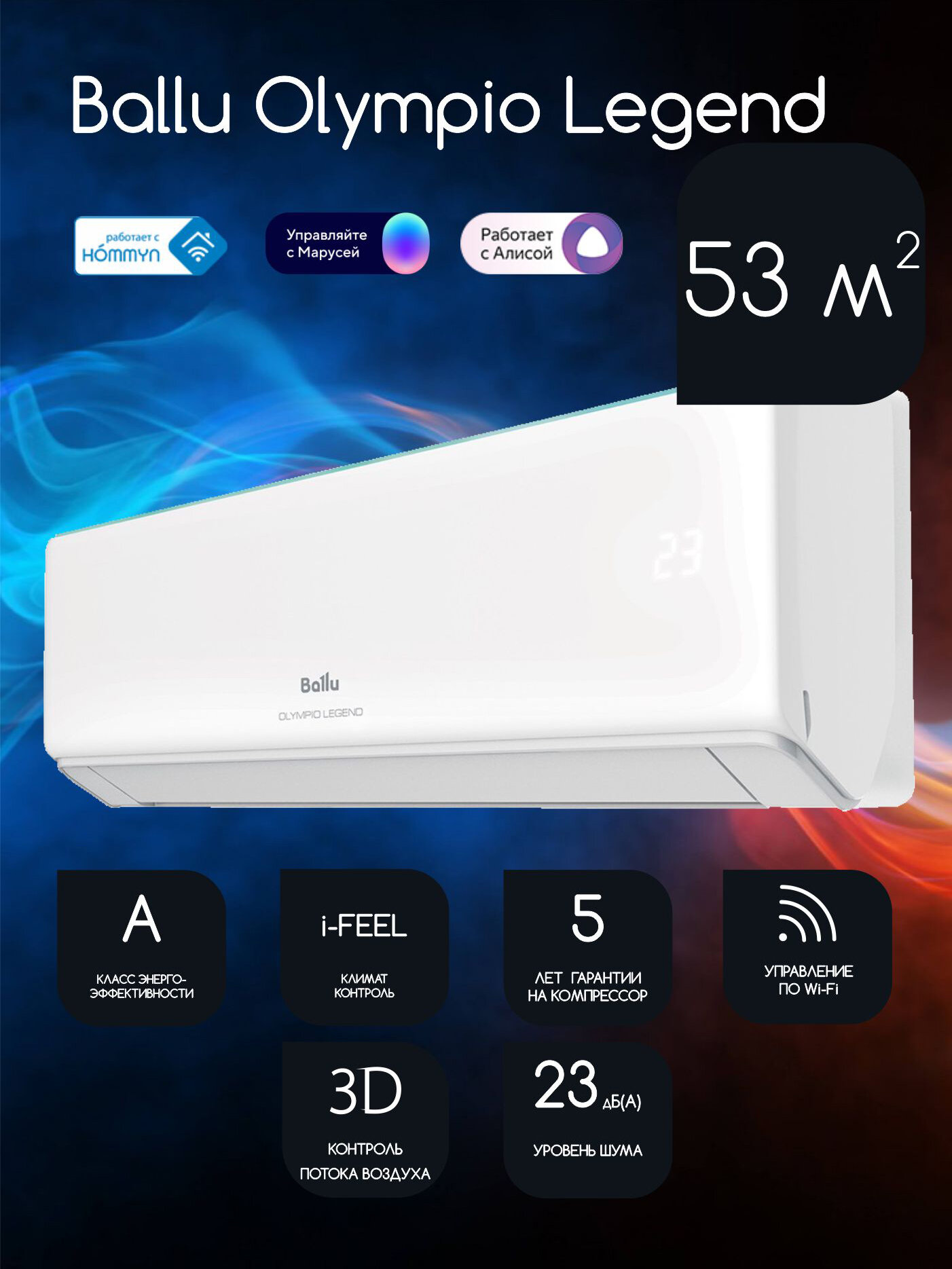 Сплит-система BALLU Olympio Legend BSW-18HN1 (до 53 м2)