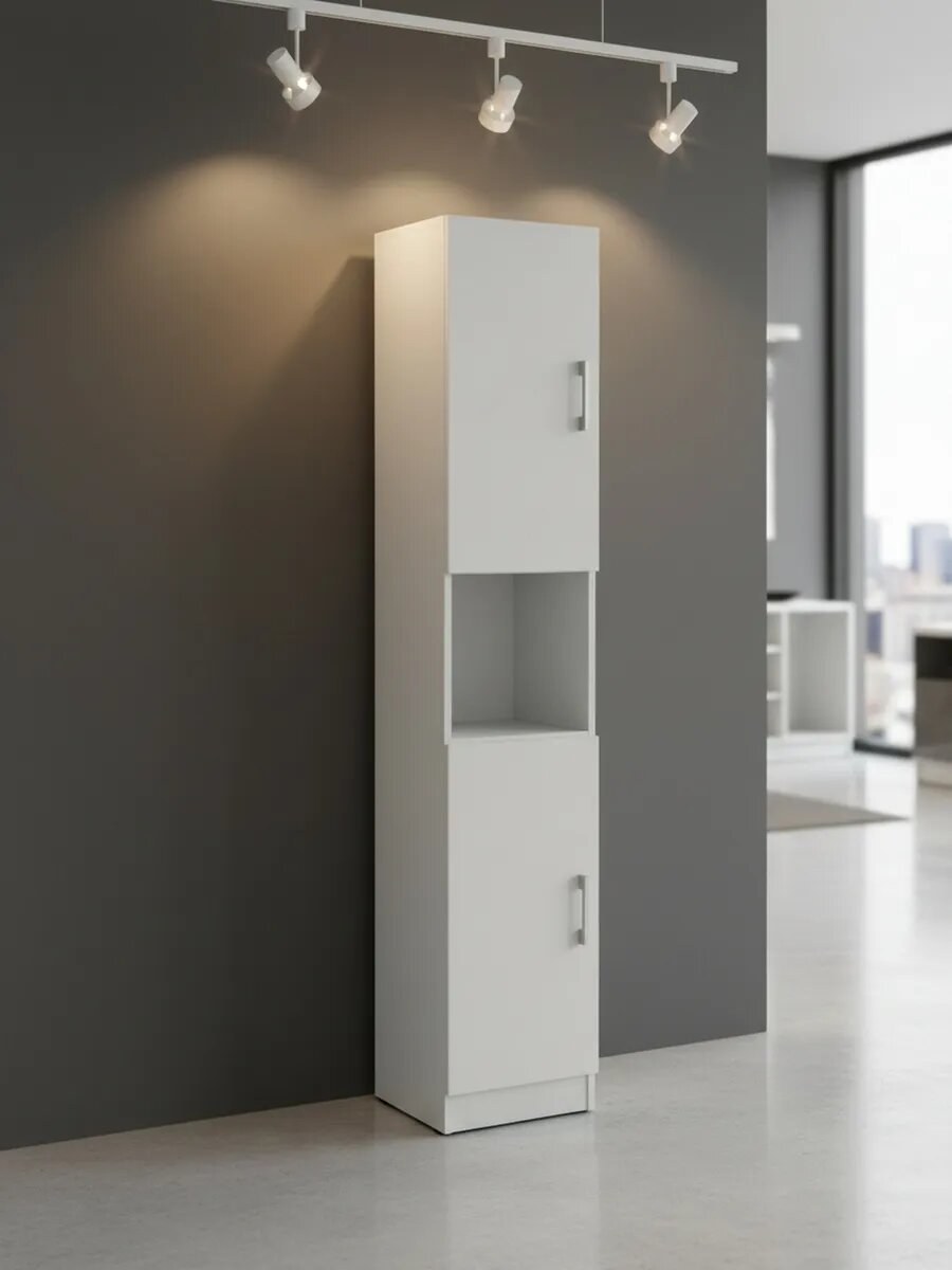 Деревянный шкаф пенал FRESTER одежды распашной с полками, от производителя