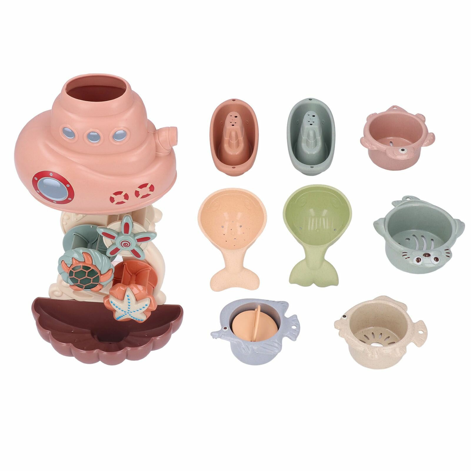 Детские игрушки для ванной, мультяшная подводная лодка, складывающиеся чашки для душа, вращающиеся игрушки для ванны для детей