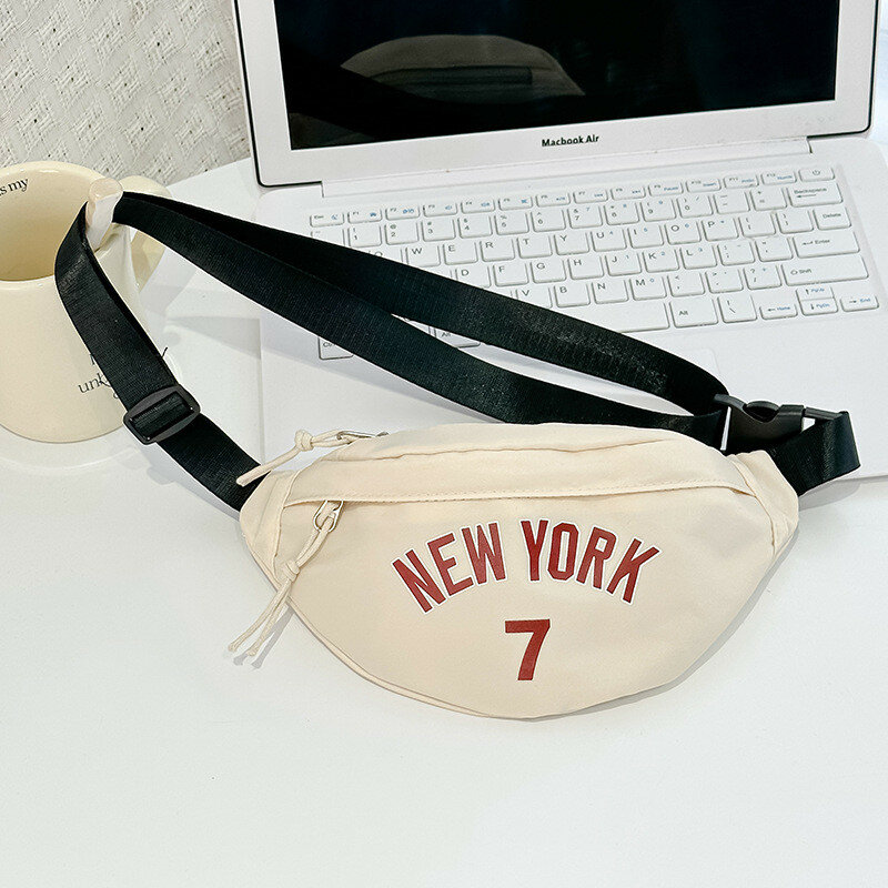 Модная и яркая детская сумка из канваса с буквенным рисунком, идеальна для повседневных прогулок и игр, бежевый цвет