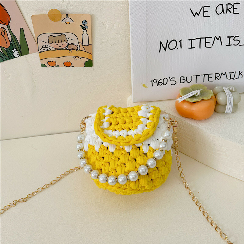 Модная вязаная сумка для девочек, идеальная для выездов, желтая