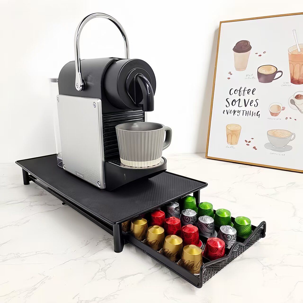 Черный , ящик для хранения капсул кофе Nespresso на 40 штук.