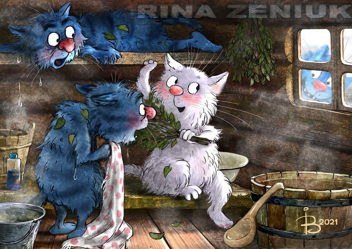 Картина по номерам на холсте с без подрамником 40х60cm / Синие коты Рина Зенюк MozArt