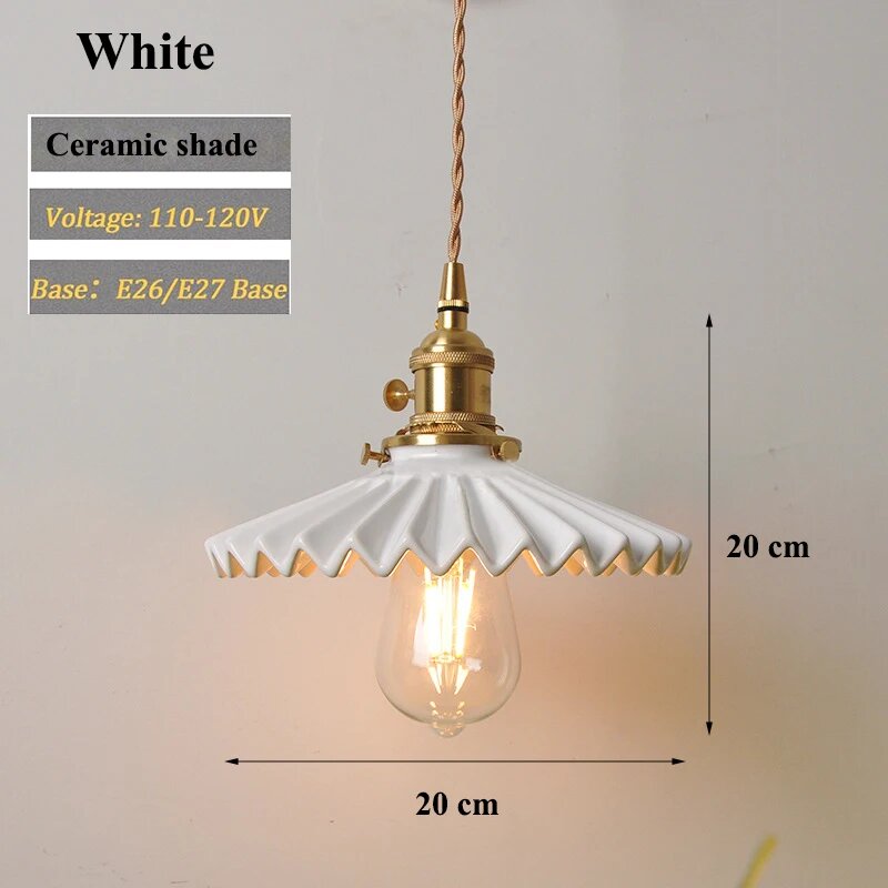 Винтажный подвесной светильник WGNUUC черно-белый керамический белый