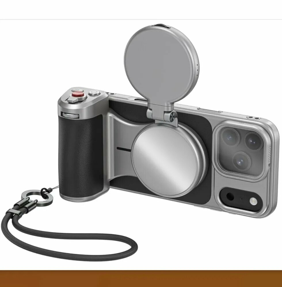 Комплект TELESIN Master Grip для iPhone 17 Pro Max, стандартный магнитный держатель камеры + магнитная подсветка, защитный чехол из графена (беспроводная зарядка не входит в комплект)