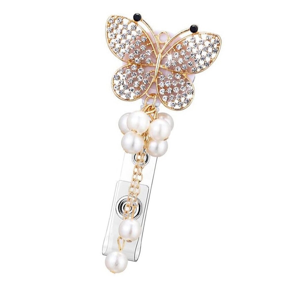 Хрустальные стразы Butterfly Bees Выдвижной держатель для бейджа с удостоверением личности Долговечность ABS для использования на рабочих местах во время поездок на работу