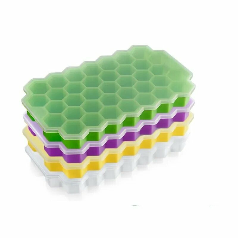 Форма для льда "Honeycomb Creative Ice Box", сотовая, зеленая, 37 секций — фото 1