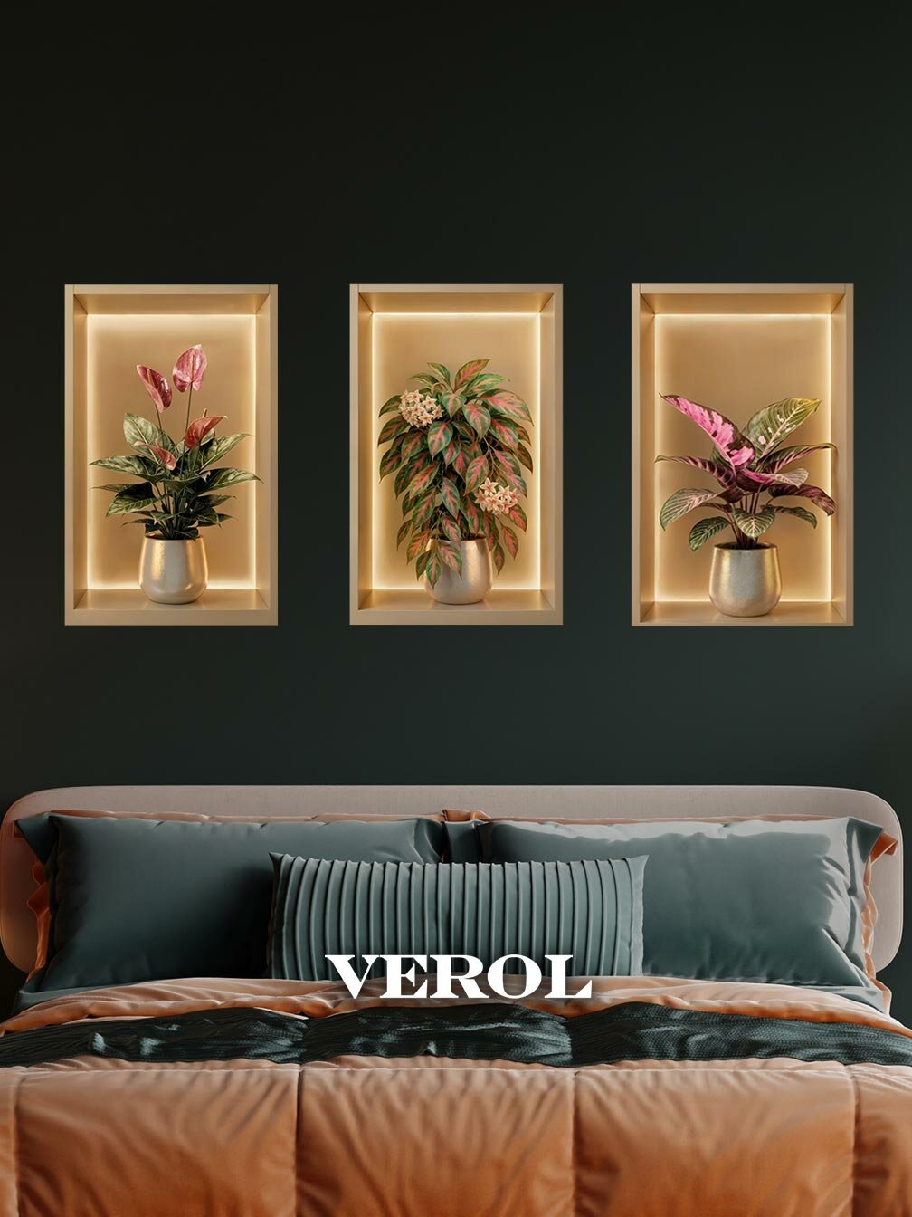 Наклейки интерьерные на стену VEROL "Растения", набор 3 шт, для декора