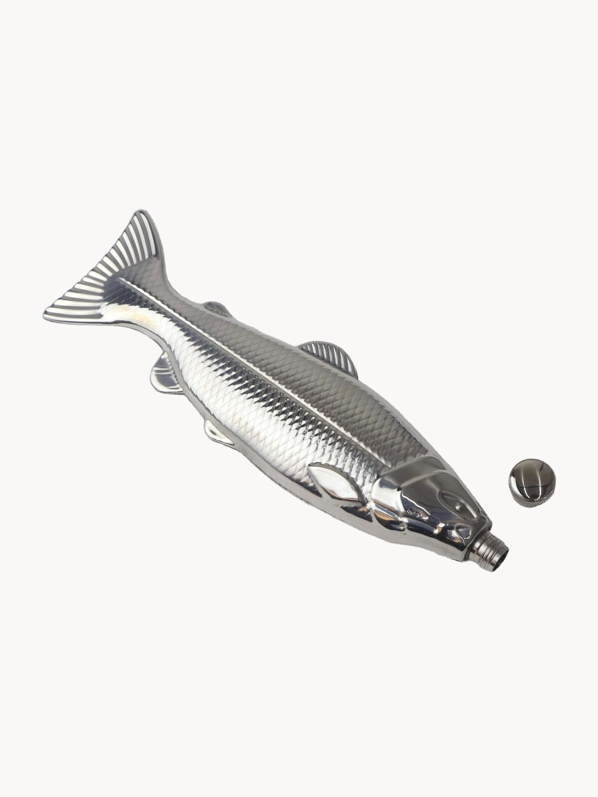 Фляжка креативная "Рыба", металл, 130мл, гравировка, серебристая