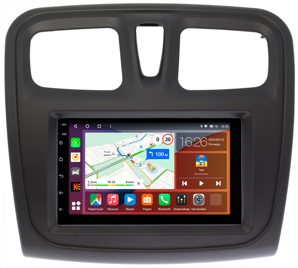 Штатная магнитола Renault Logan 2, Sandero 2 (Stepway) 2012-2022 Canbox EVO 5821-RP-RLSS-154 Android 14 (4G-SIM, 6/128, DSP, QLed, AI, 360)