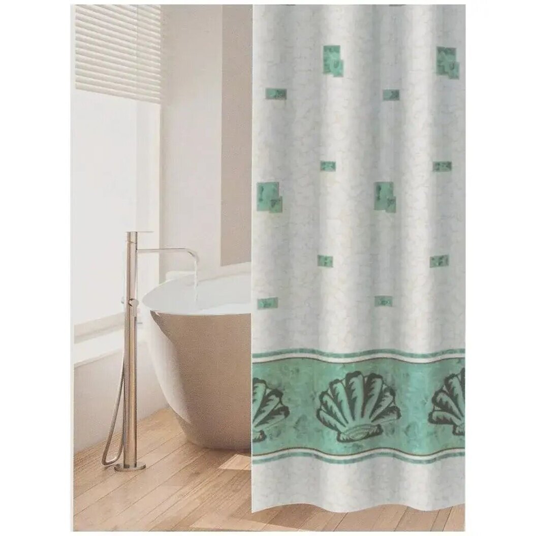 Штора для ванной «AC-10-01» 180х180 см, ПВХ, защита от брызг, морской дизайн