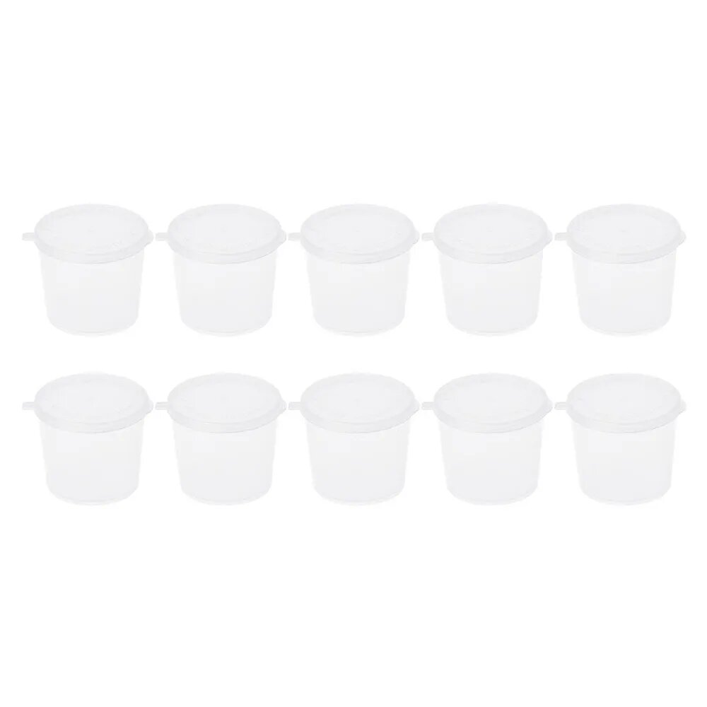 Пластиковые одноразовые стаканчики для соуса с крышками 10шт Контейнеры для хранения продуктов питания для домашнего ресторана, обеденного стола и закусок