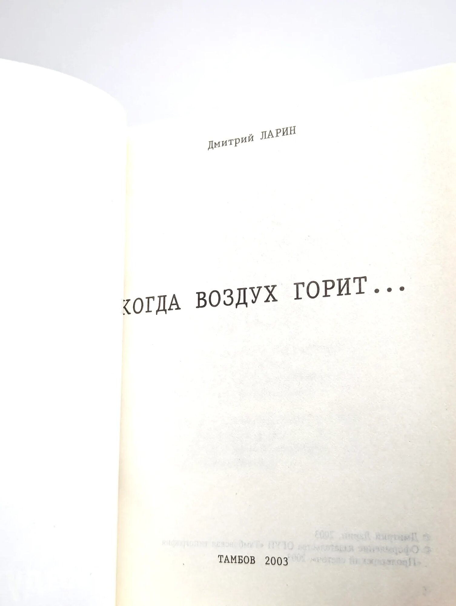 Когда воздух горит. Ларин Дмитрий Николаевич 2003 — фото 1