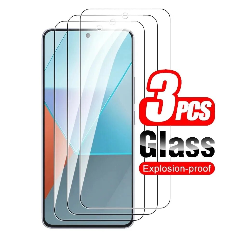 Защитное стекло Full Cover HD (3 шт.) для Xiaomi Redmi Note 14 13 12 11 10 Pro Max 13C 12C 10C 9C 9A 9T 11S 10S 9S