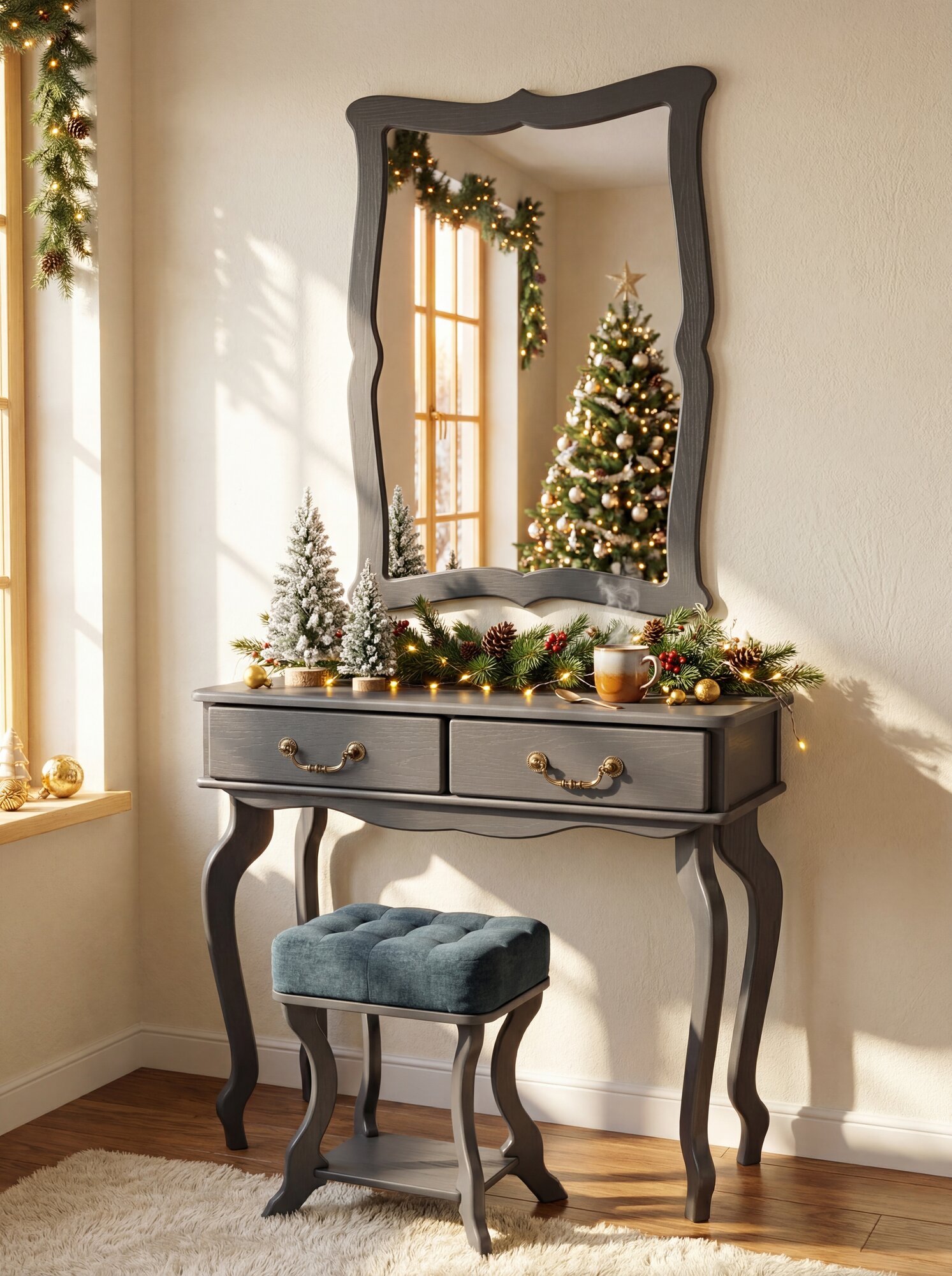 Пуфик банкетка в прихожую IFERS с мягким сиденьем Берже 26 цвет серый графит