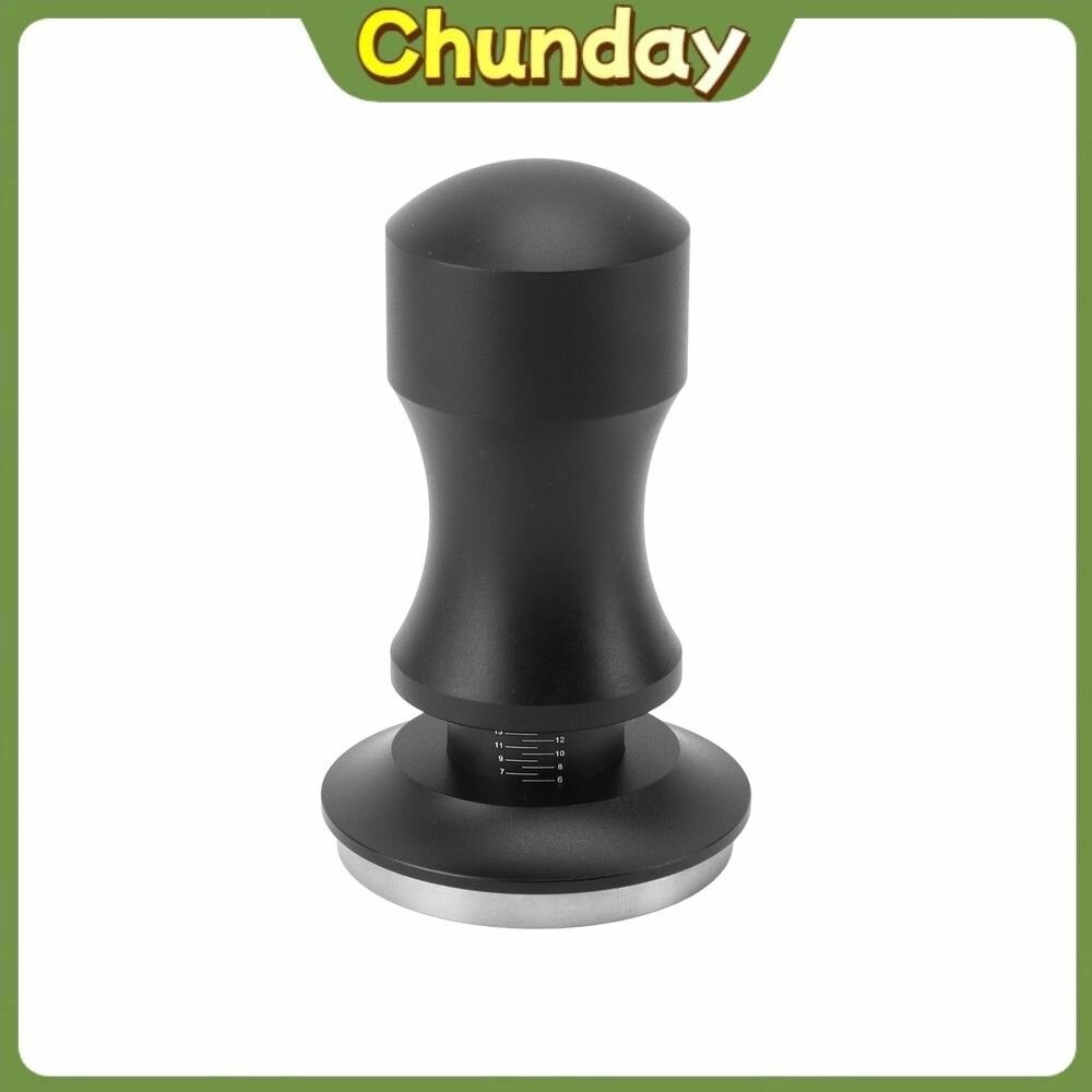 Устройство для трамбовки кофе с регулируемой глубиной, подпружиненное, со шкалой.