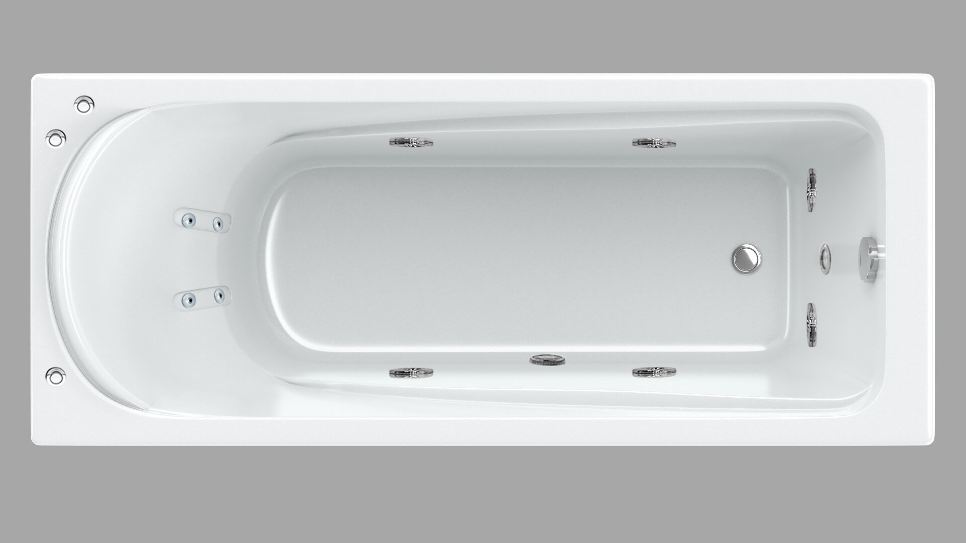 Ванна ALTBACH серия BACH Виктория 150х72 с гидромассажем, спинным массажем, многоцветной подсветкой на каркасе