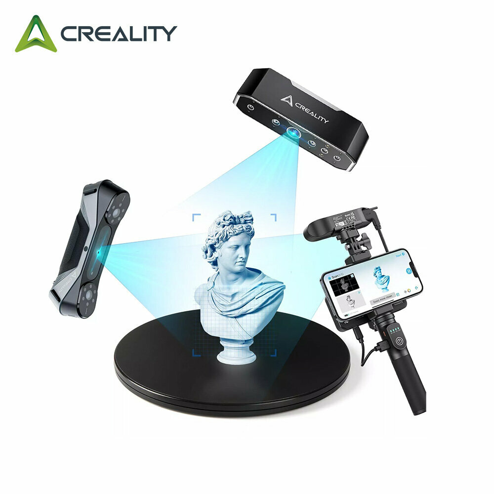 CREALITY 3D printer scanner manually operates the turntable and rotates it 360°