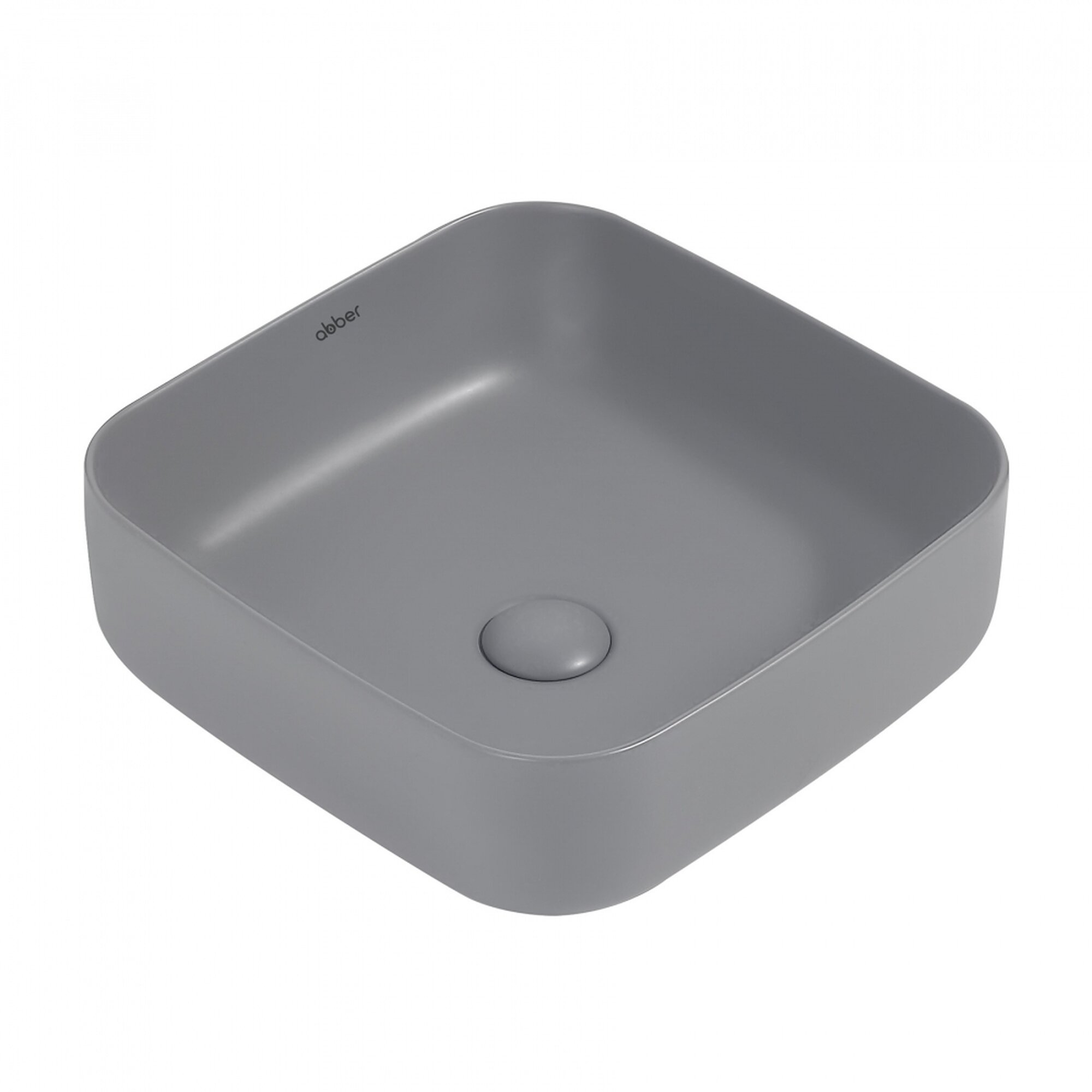 Раковина накладная ABBER Rechteck AC2211MG, квадратная, 38 см, фаянс, серая матовая