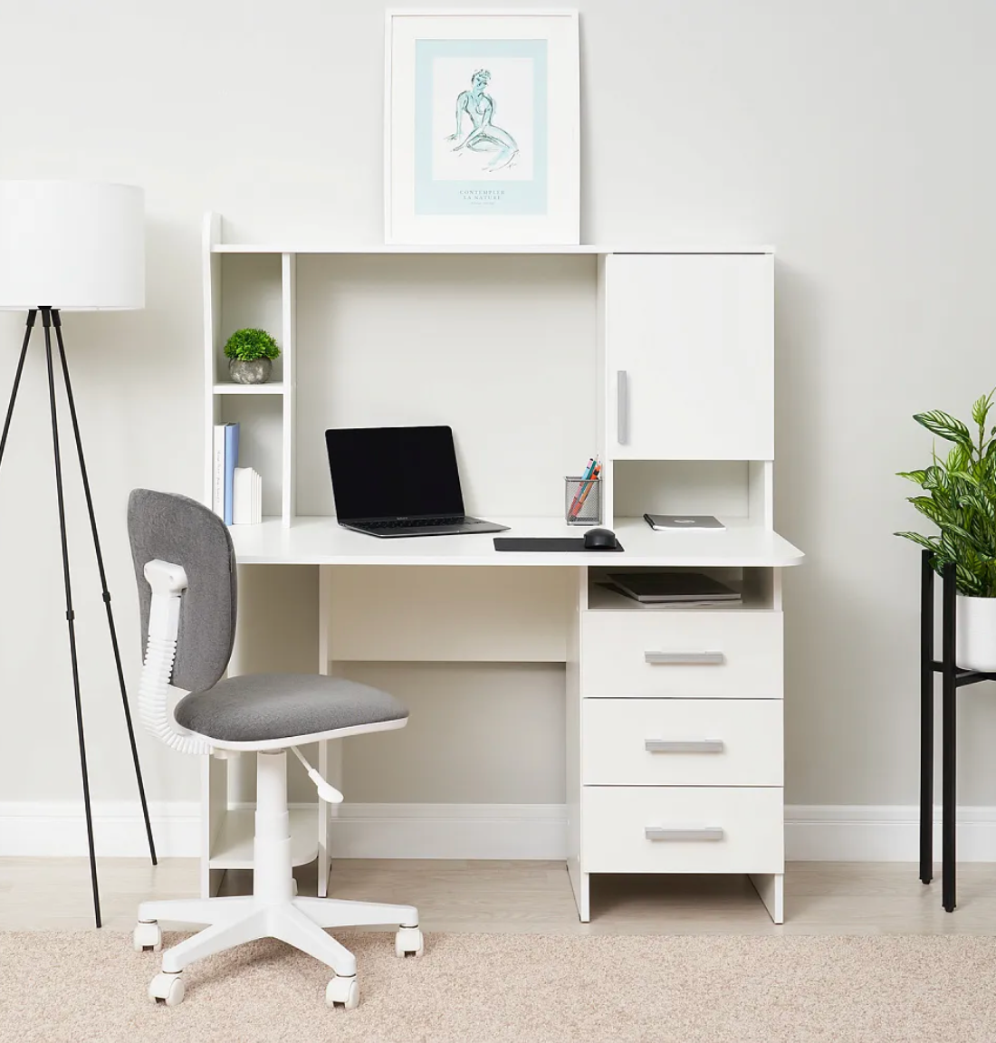 Стол компьютерный с надстройкой №5 белый 1200х1420х670 (мм.)