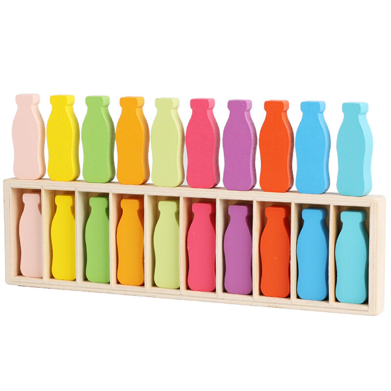 Игра на совпадение цветов с деревянной бутылкой для напитков TikTok, интерактивная игра на память, веселая настольная игра для родителей и детей, образовательная игрушка