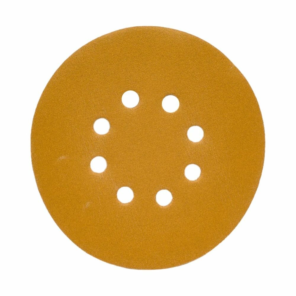 Диск абразивный с липучкой Sandpaper (yellow) 150 мм, 8 отверстий, P240, 5 шт BRUSHTEX 150Y8-240