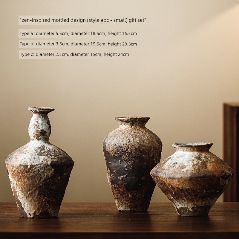 Керамическая ваза в стиле ваби-саби из Цзиндэчжэня для сухоцветов, большая деревенская глиняная емкость, искусство