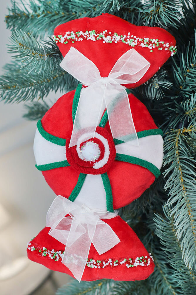 Ёлочная игрушка конфета 'МОН гурмэ', текстиль, красный, 29 см, EDG 6500704A774-1