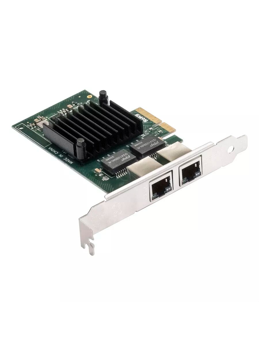 Сетевой адаптер ExeGate EX-I350-T2V2 EX292506, 1Гбит/сек, PCI-E, зеленый