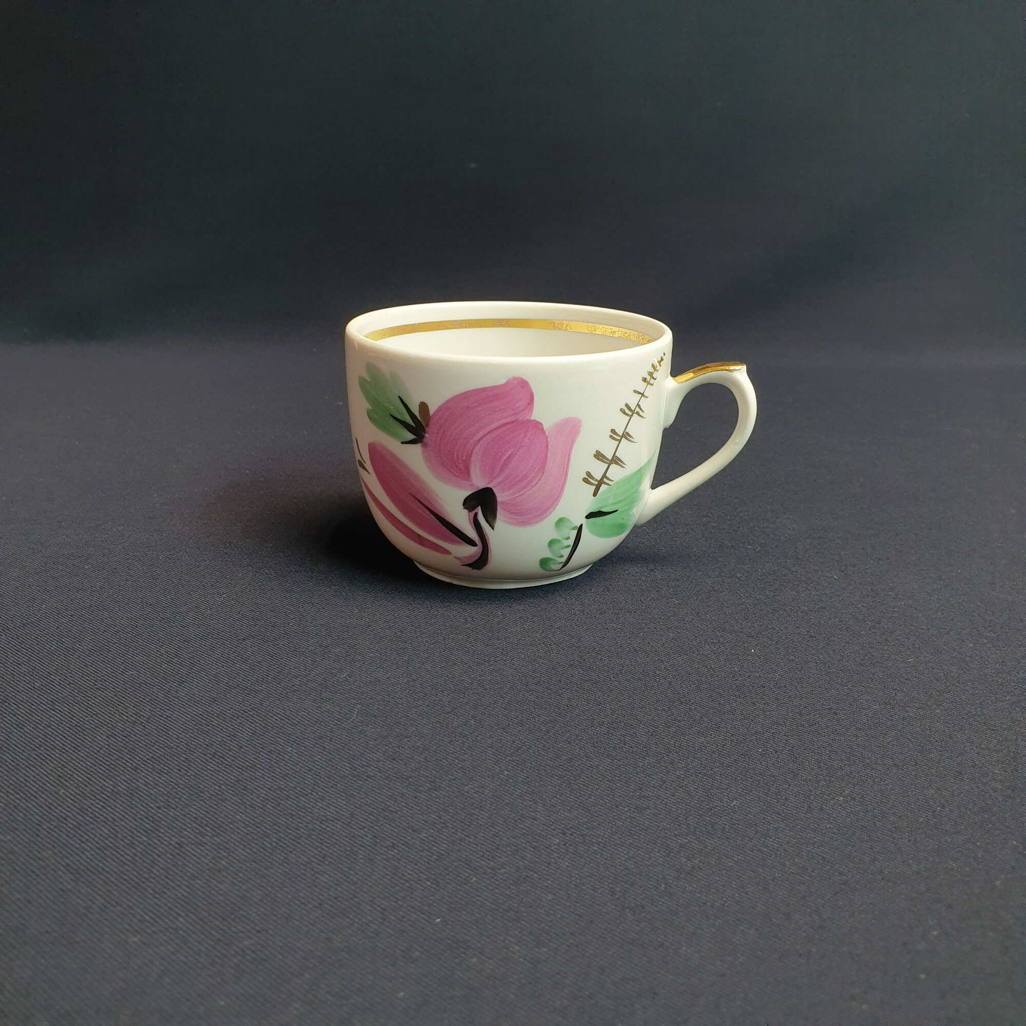 Чашка Вербилки, фарфор роспись золочение 210 мл, винтаж СССР