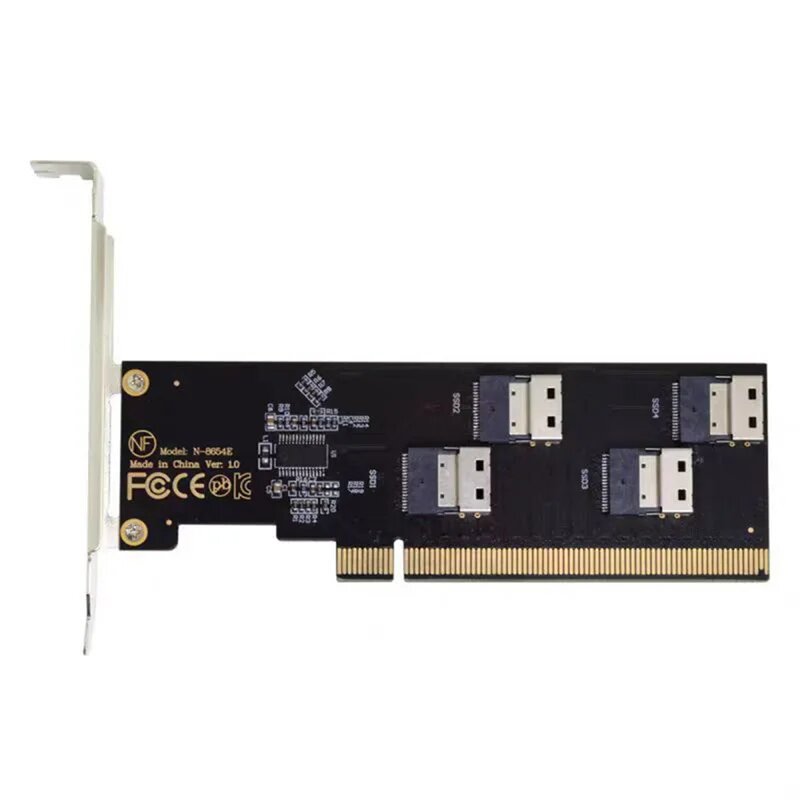 PCI-E Адаптер 3.0/4.0 X16 на 4 Порта SFF-8654
