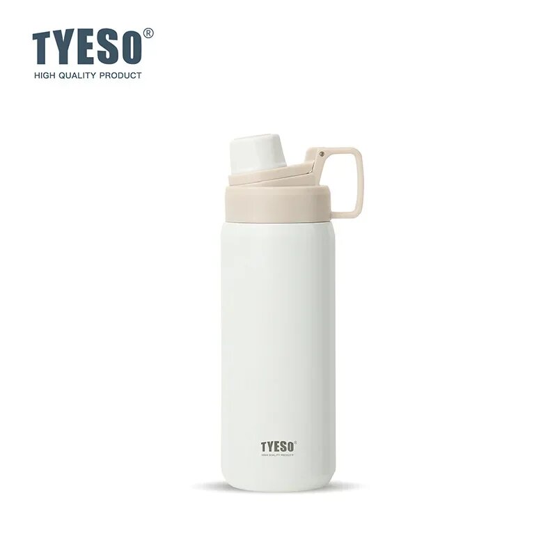 Термос Tyeso 600 мл, белый с бежевой крышкой