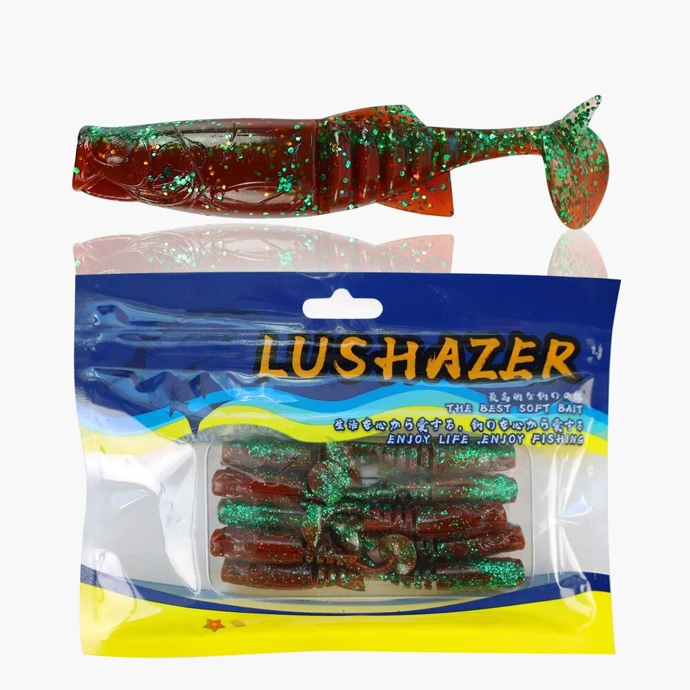 LUSHAZER 10/18 шт. мягкая приманка Action Shad рыболовная приманка 55/65 мм для щуки, окуня, пресноводная морская вода, искусственная силиконовая приманка