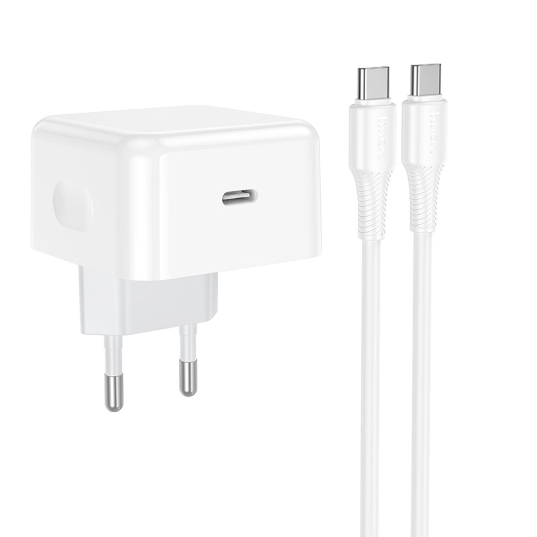 Сетевое зарядное устройство, 1 PD 40W (C161A), HOCO, Type-C to Type-C, цвет белый